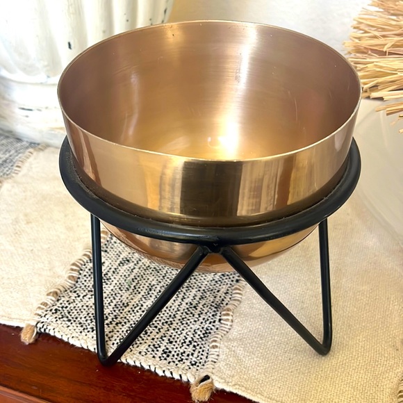 Vintage | Accents | Vintage Gold Bowl In Black Geo Stand Imported ...